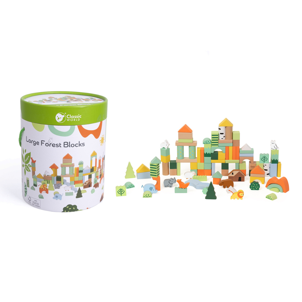 Classic World - Wooden Forest Building Blocks - 100pcs - BrainPlay