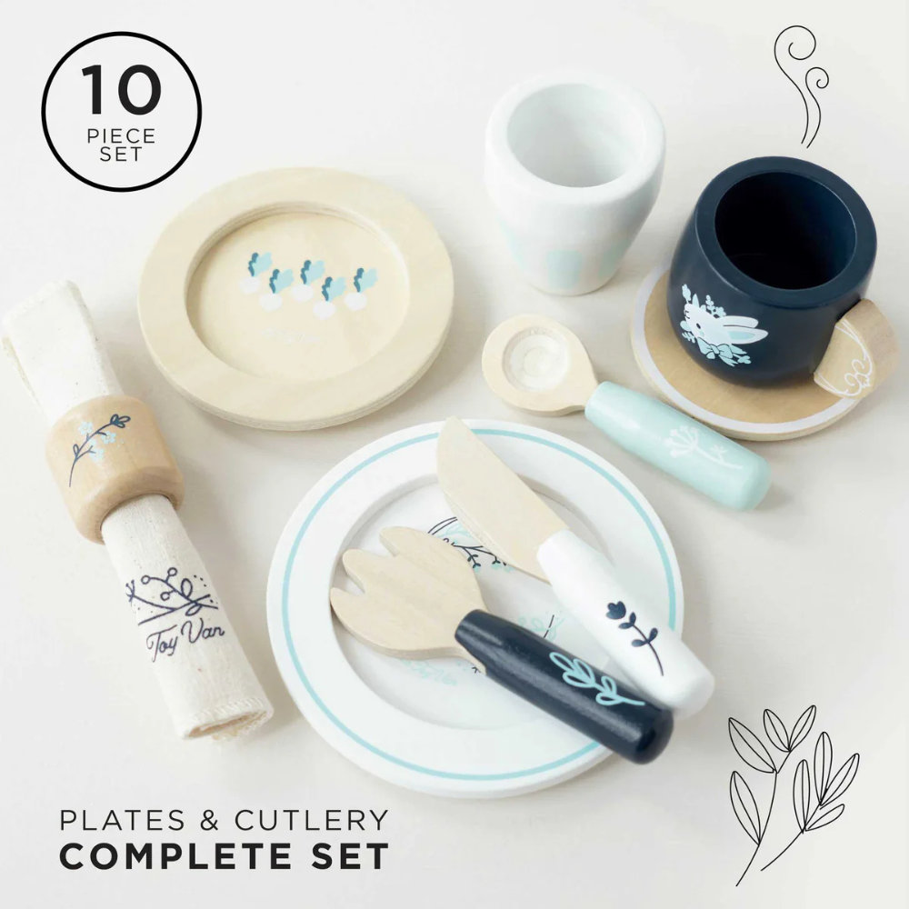 Le Toy Van - Pretend & Play - Wooden Cutlery & Dinner Set - 10pcs ...