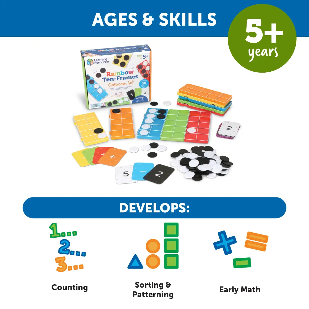 Learning Resources - Rainbow Ten-Frames Classroom Set - BrainPlay