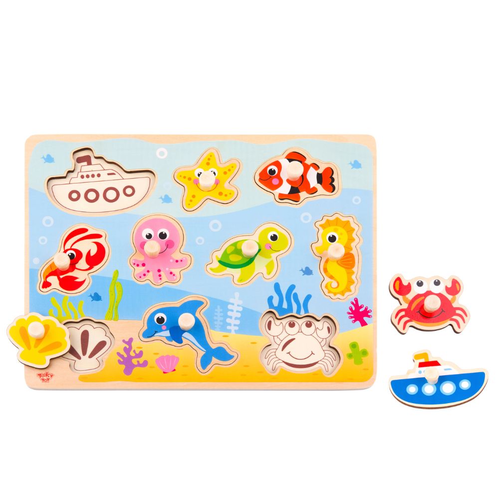 TookyToy - Wooden Ocean Peg Puzzle - 7 Pieces - BrainPlay