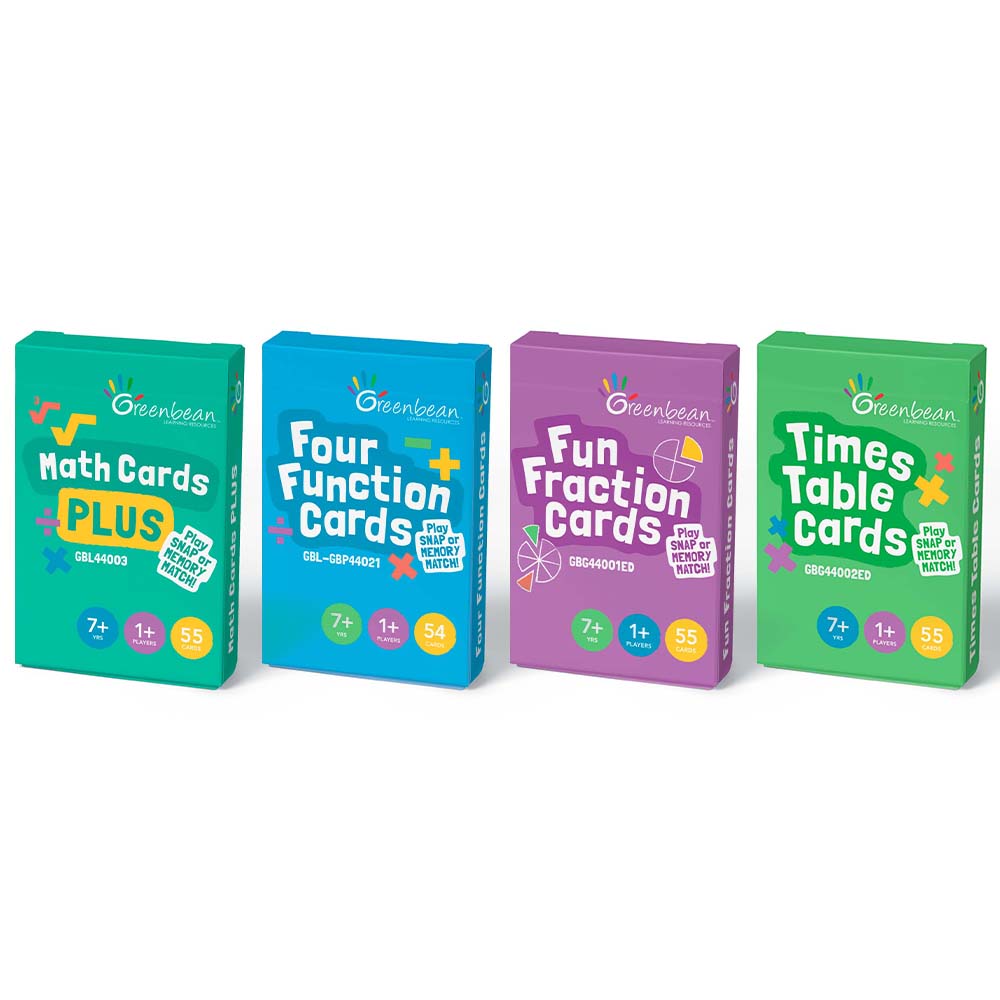 Greenbean - Maths Cards PLUS, Fun Fraction Cards, Times Table Cards ...