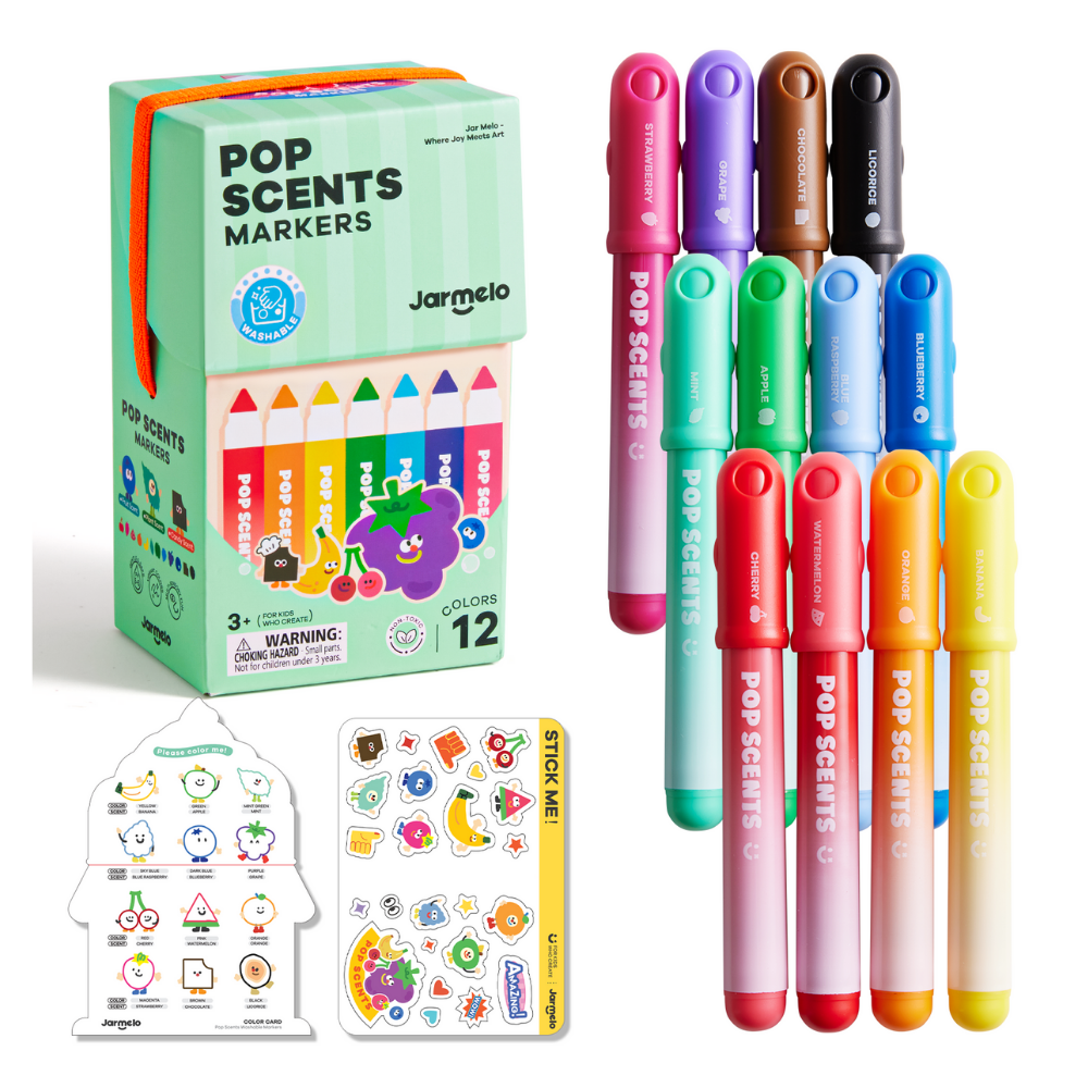 Jar Meló - Scented Markers - 12 Washable Non-Toxic Colours - BrainPlay