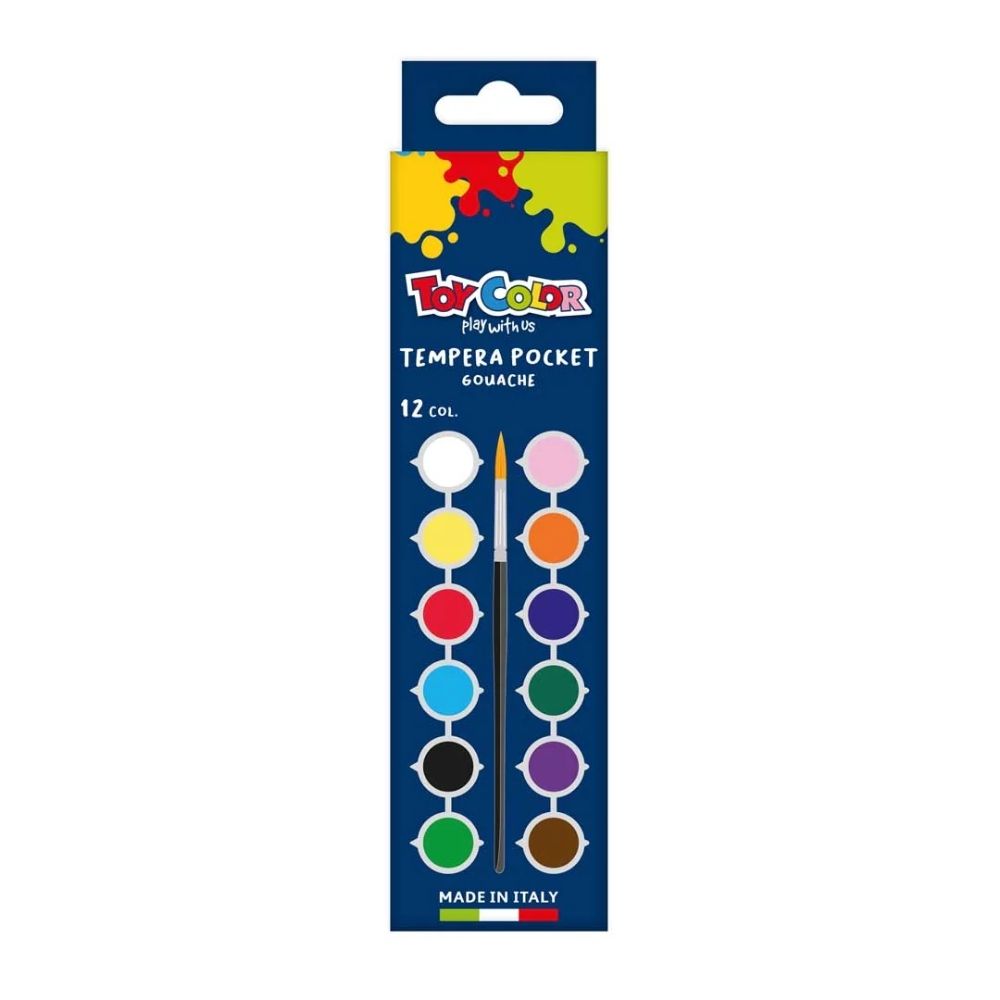 Toy Color - Tempera Paint Set - 12 Colours x 2.5ml - Pocket Size Pack ...