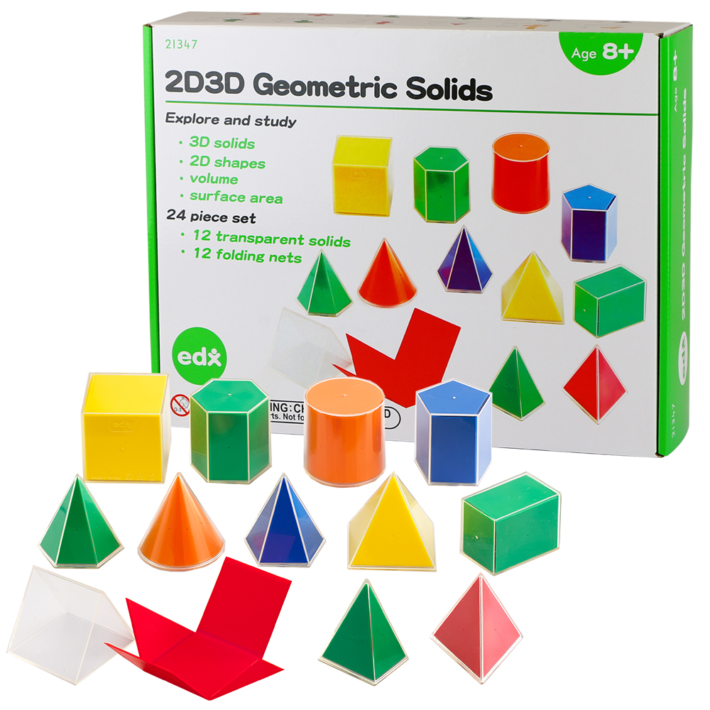 EDX Education - Geometric Solids - 8cm with Folding Nets - 12 Shapes ...
